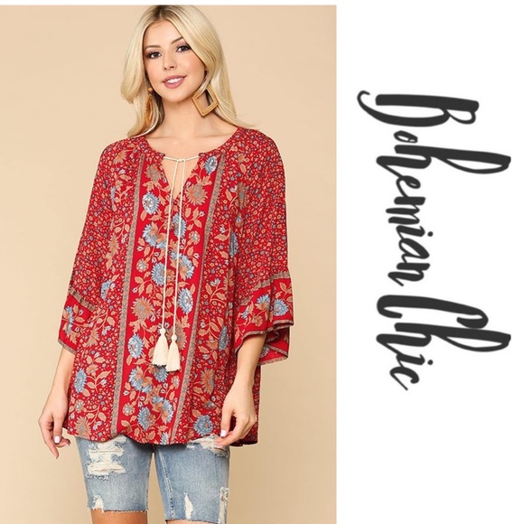 Haute Ellie | Tops | Garrette Casual Chic Bohemian Tunic Top | Poshmark
